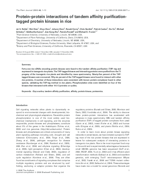 (PDF) Protein-protein interactions of tandem affinity purification ...
