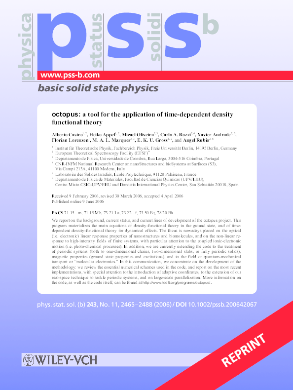 Pdf Octopus A Tool For The Application Of Time Dependent Density Functional Theory