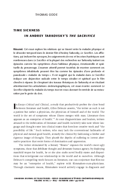 (PDF) Time Sickness in Andrey Tarkovsky's The Sacrifice