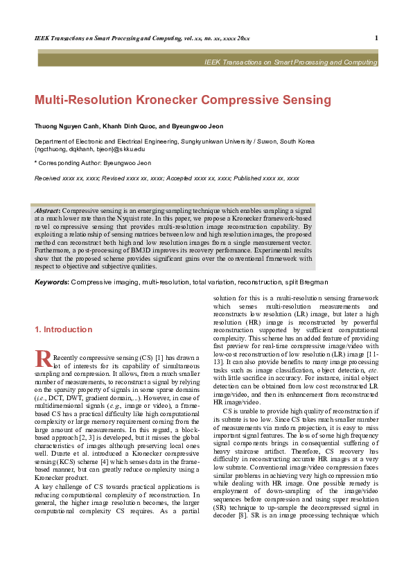 Pdf Multi Resolution Kronecker Compressive Sensing