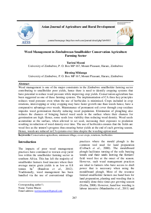 (PDF) Weed Management in Zimbabwean Smallholder Conservation ...