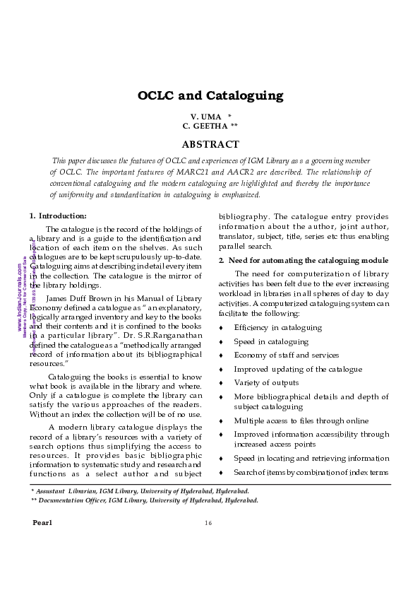 (PDF) OCLC and Cataloguing