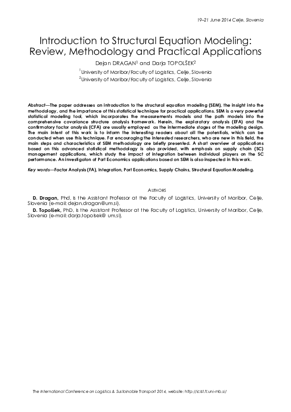 (PDF) Introduction to Structural Equation Modeling: Review, Methodology and Practical Applications