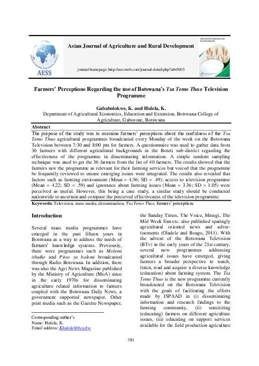 (PDF) Farmers’ Perceptions Regarding the use of Botswana’s Tsa Temo ...