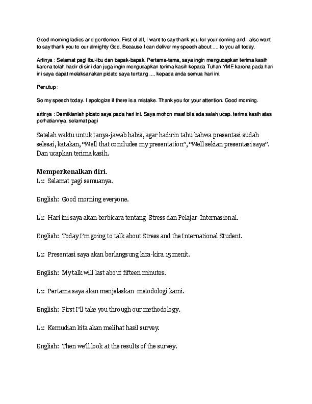 (DOC) Good morning ladies and gentlemen