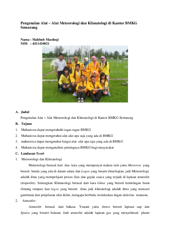 (DOC) Pengenalan Alat – Alat Meteorologi dan Klimatologi di Kantor BMKG ...