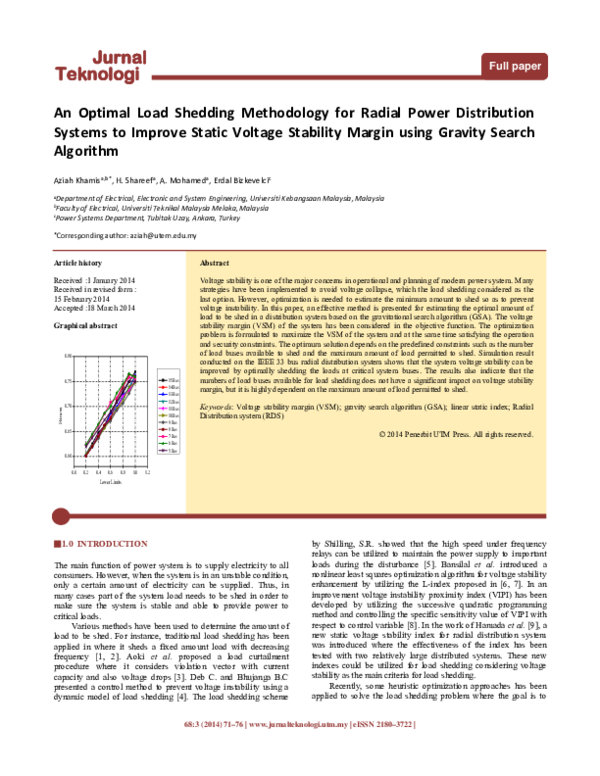 (PDF) An Optimal Load Shedding Methodology for Radial Power Distribution Systems to Improve ...
