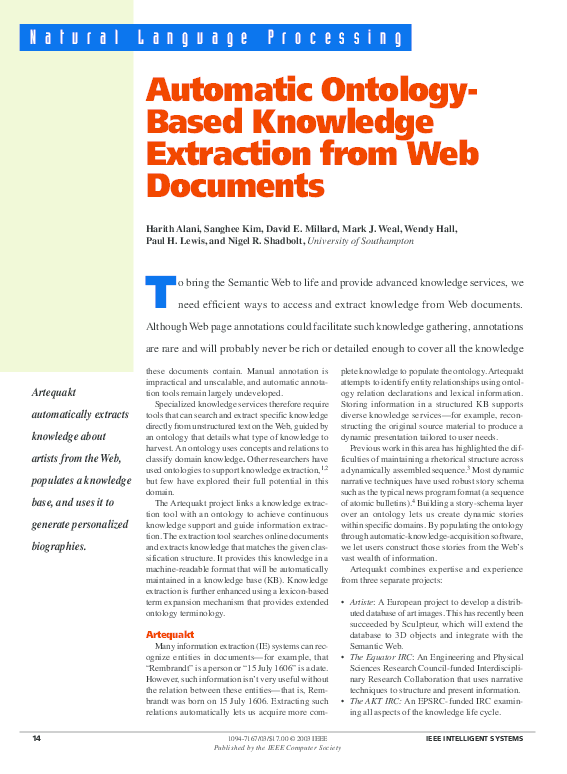 Pdf Automatic Ontology Based Knowledge Extraction From Web Documents