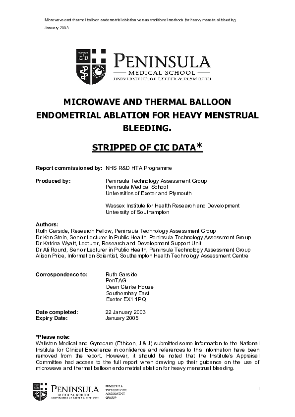 (PDF) MICROWAVE AND THERMAL BALLOON ENDOMETRIAL ABLATION FOR HEAVY ...