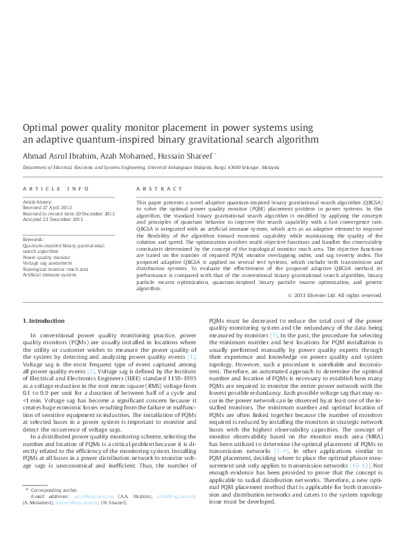 (PDF) Optimal power quality monitor placement in power systems using an adaptive quantum ...