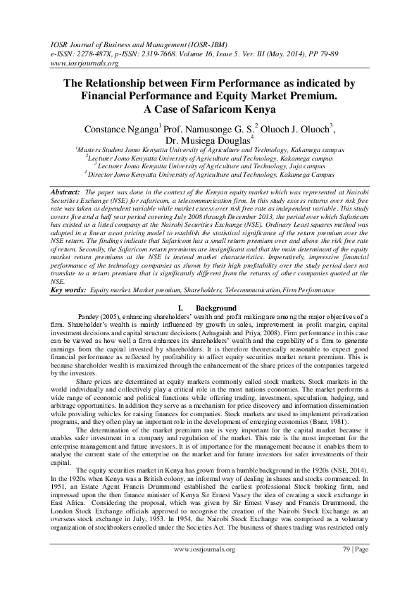 (PDF) The Relationship between Firm Performance as indicated by ...