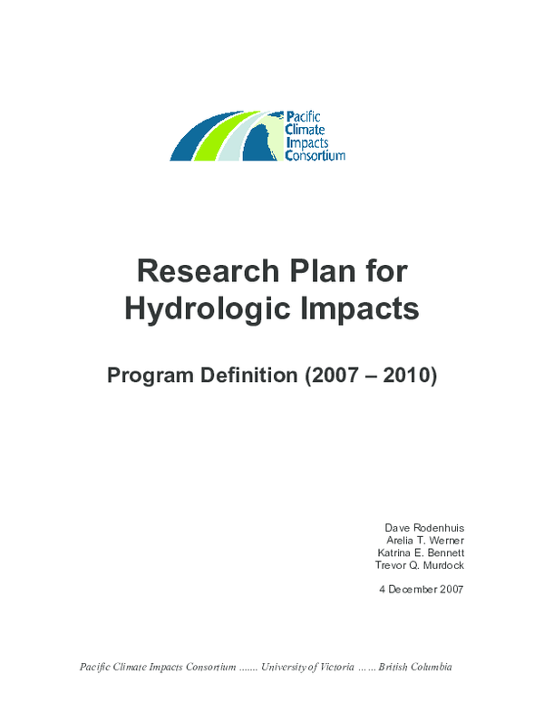 (PDF) Research plan for hydrologic impacts