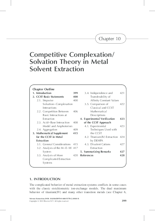 (PDF) Competetive Complexation/Solvation Theory of solvent extraction ...
