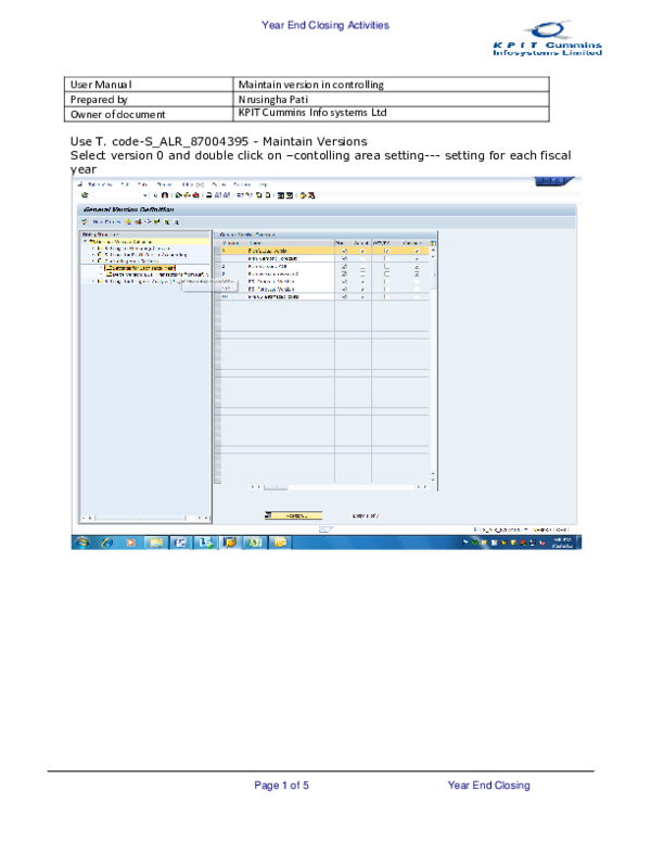 (DOC) Year End Closing Activities in SAP
