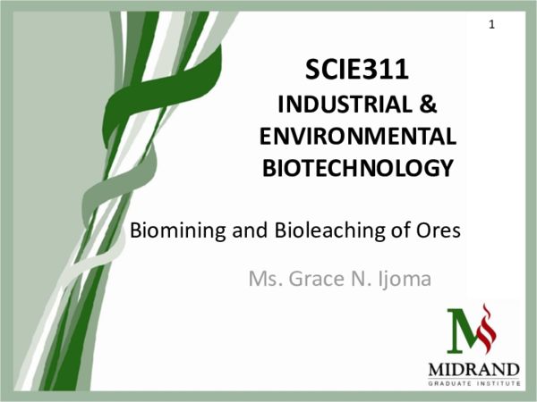 (PDF) Biomining and Bioleaching of Ores by Grace N. Ijoma