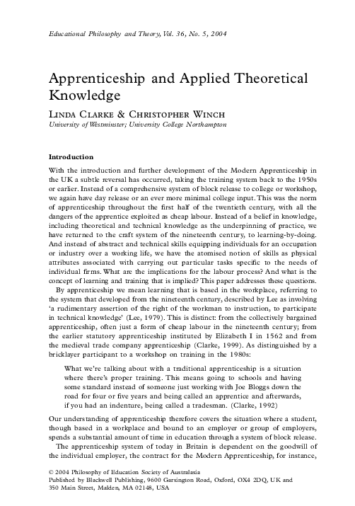 (PDF) Apprenticeship and Applied Theoretical Knowledge