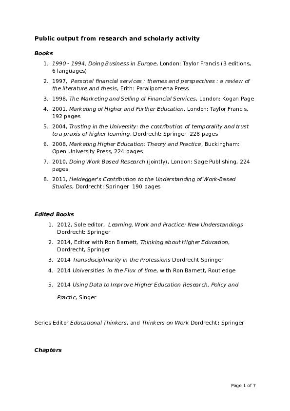 (DOC) Academic output