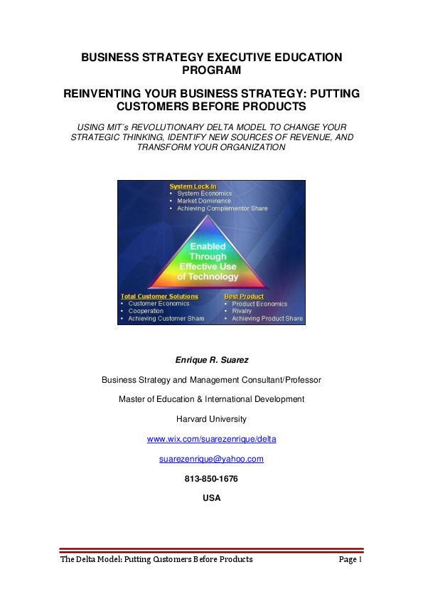 (PDF) The Delta Model: Putting Customers before Products