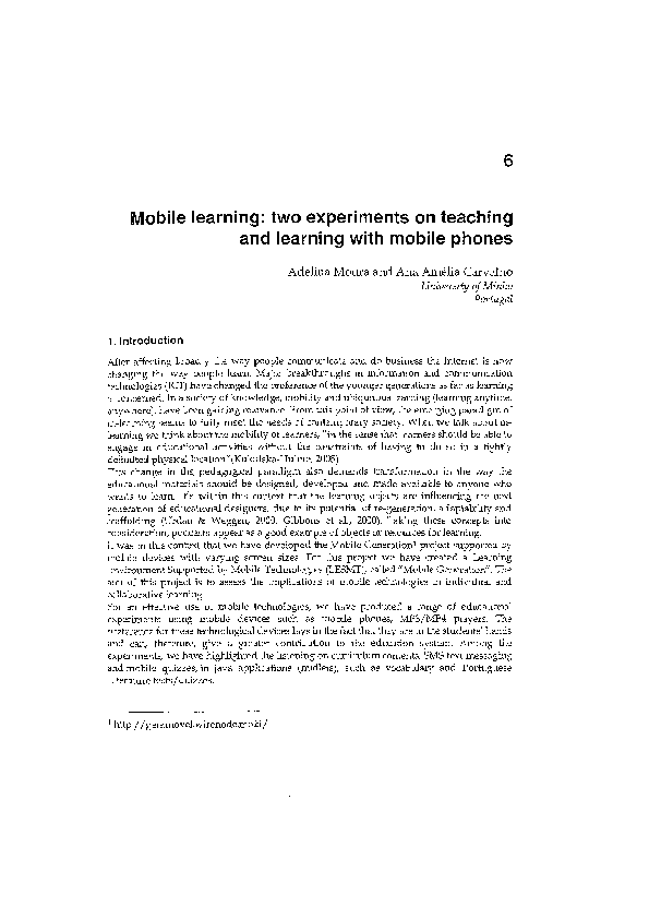 (PDF) Mobile learning: two experiments on teaching and learning with ...