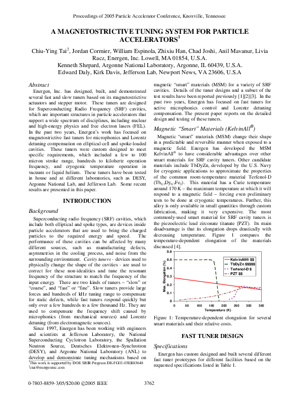 (PDF) A Magnetostrictive Tuning System for Particle Accelerators