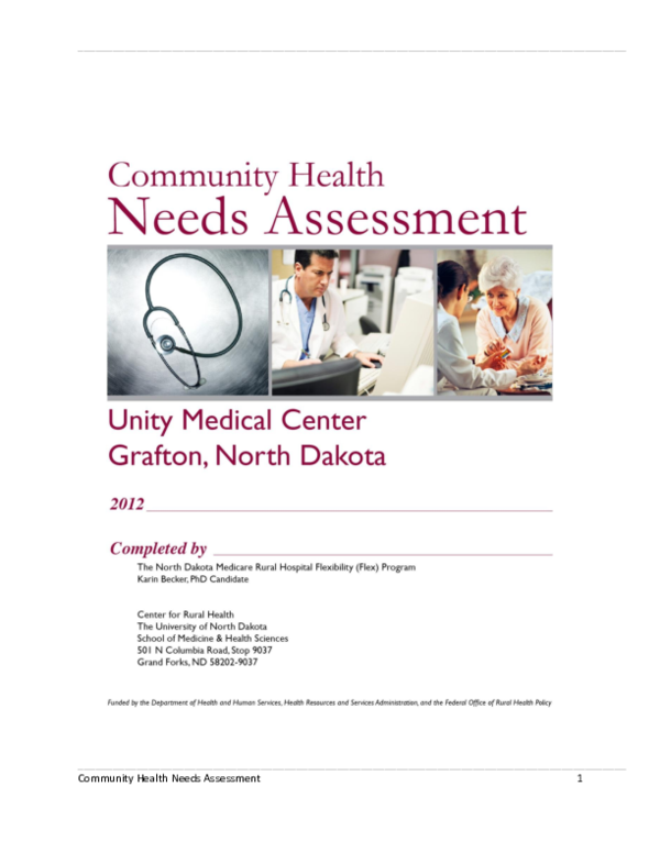 (PDF) Community Health Needs Assessment: Unity Medical Center, Grafton, ND