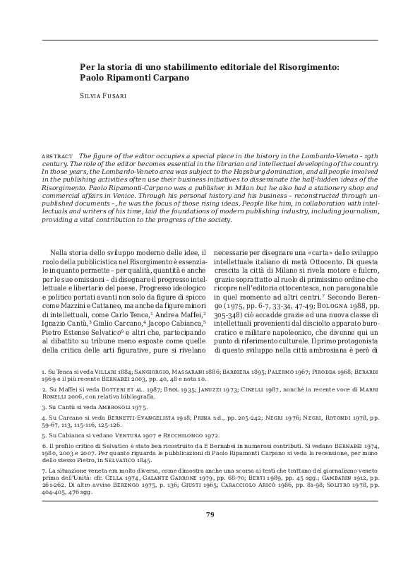 (PDF) MDCCC 2 5 79 Per la storia di uno stabilimento editoriale del ...