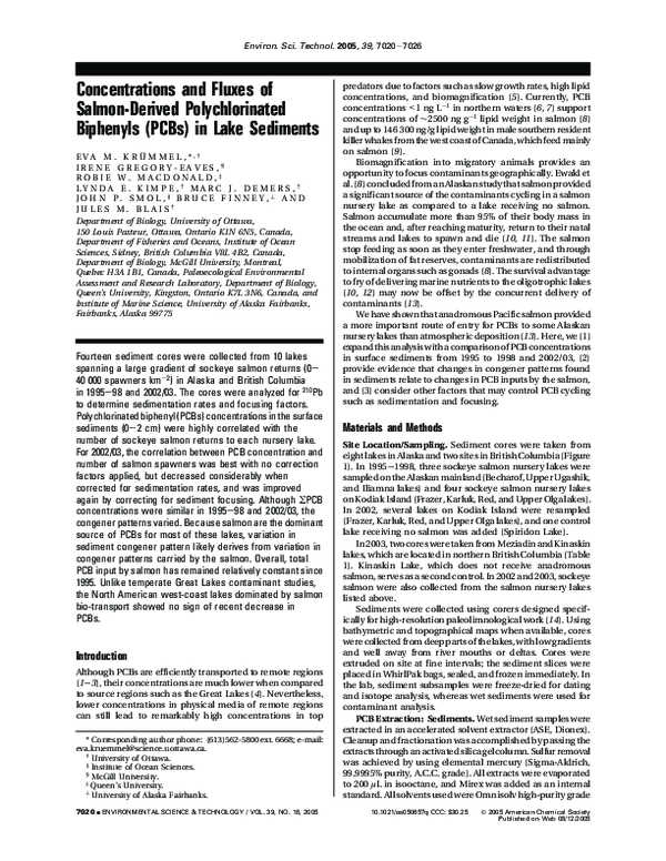 (PDF) Concentrations and fluxes of salmon-derived polychlorinated ...