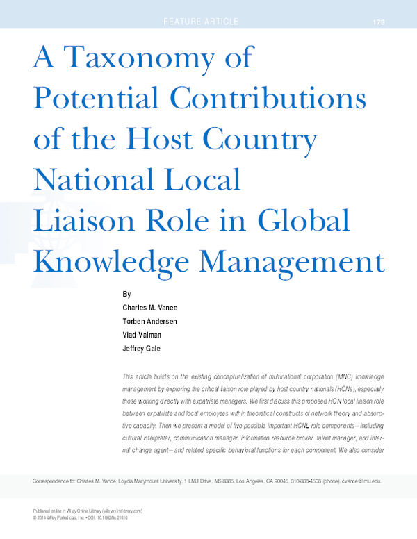 (PDF) A Taxonomy of Potential Contributions of the Host Country ...