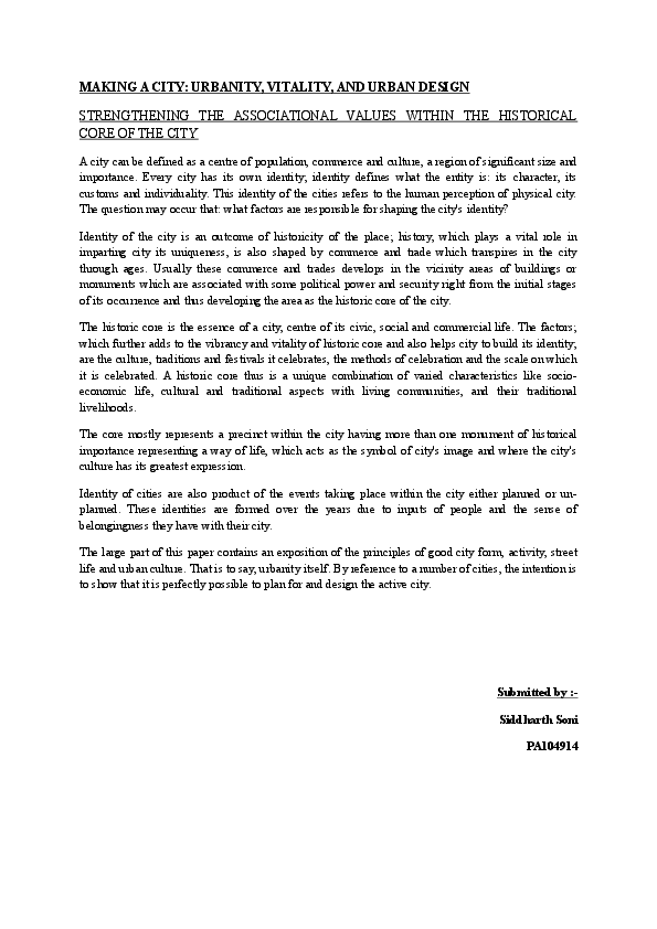 (DOC) MAKING A CITY: URBANITY, VITALITY, AND URBAN DESIGN STRENGTHENING ...