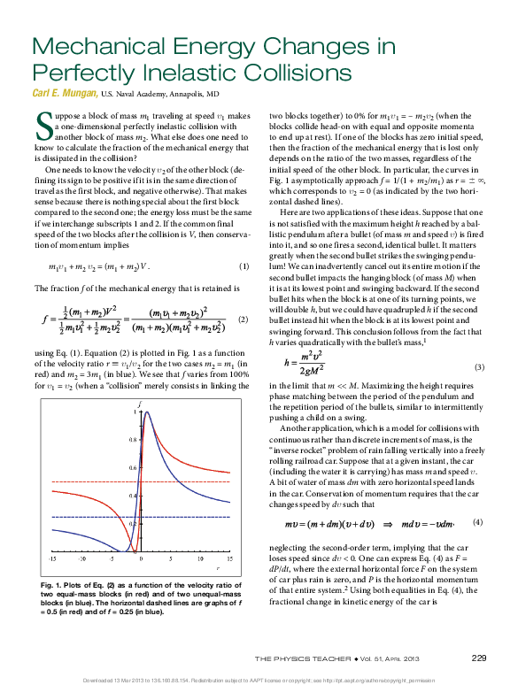 Mechanical energy changes in perfectly inelastic collisions