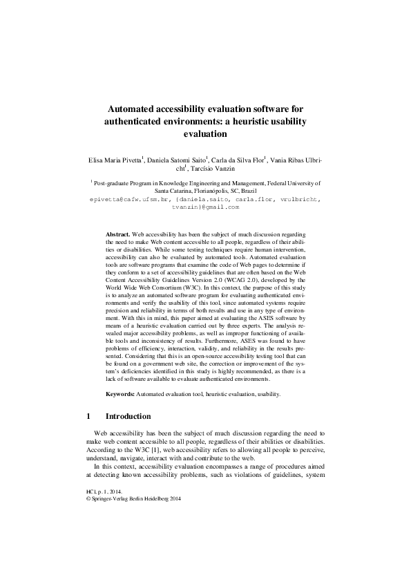 Automated accessibility evaluation software for authenticated environments