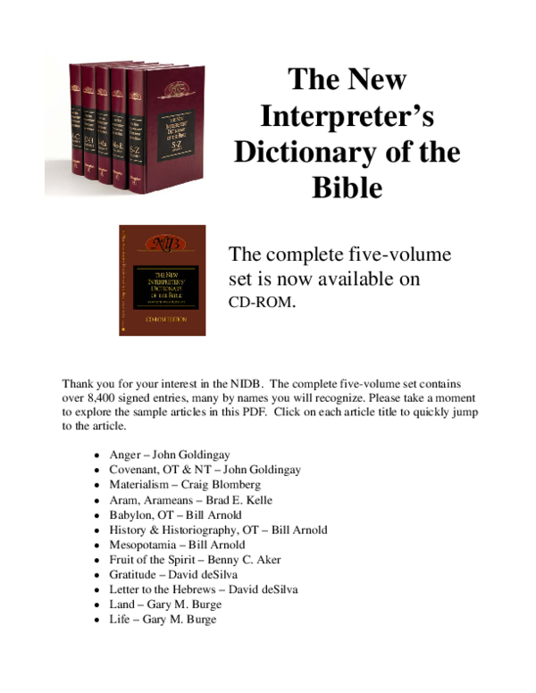 (PDF) The New Interpreter's Dictionary of the Bible