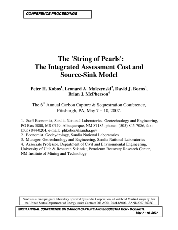 (PDF) The 'String of Pearls': The Integrated Assessment Cost and Source ...
