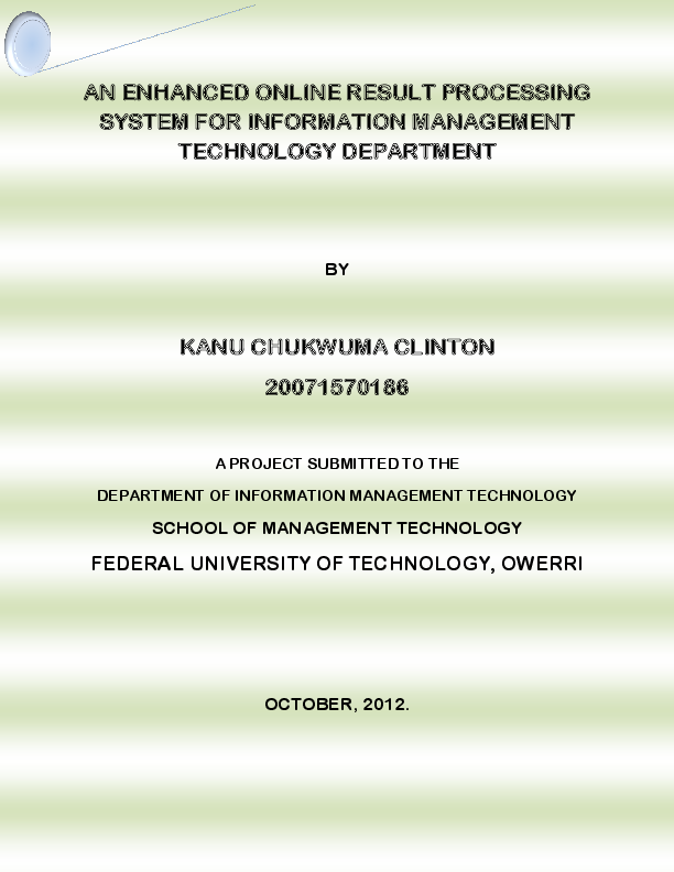 Pdf Design And Implementation Of An Enhanced Online Result Processing System 