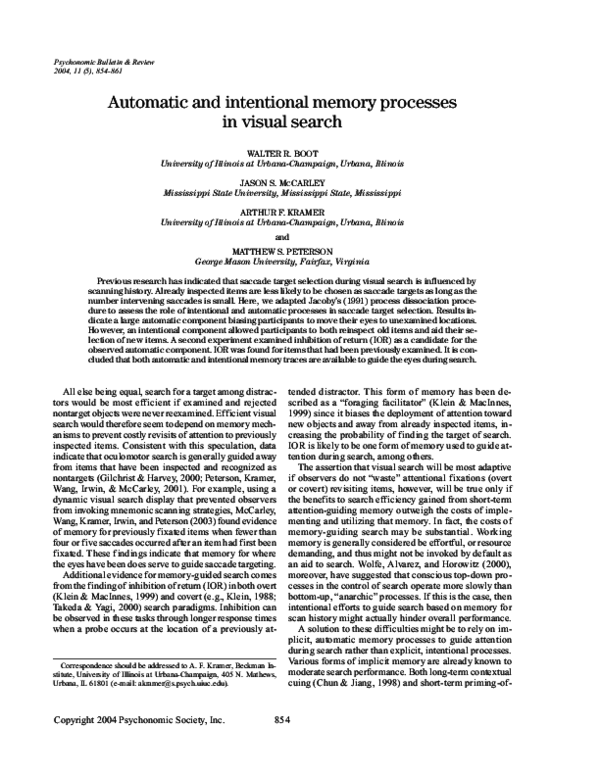 (PDF) Automatic and intentional memory processes in visual search