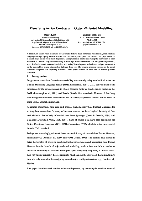 Pdf Visualising Action Contracts In Object Oriented Modelling 9917