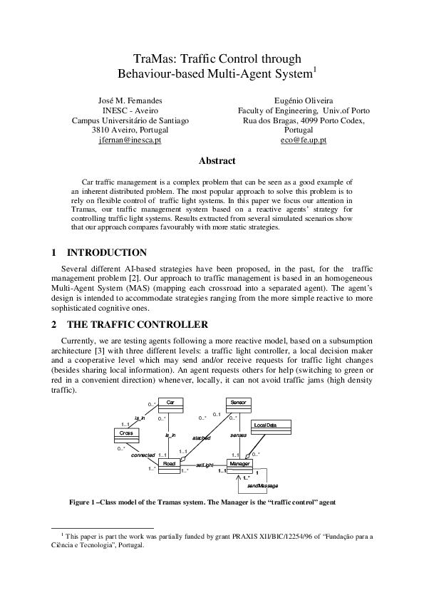 (PDF) TraMas: traffic control through behaviour-based multi-agent system
