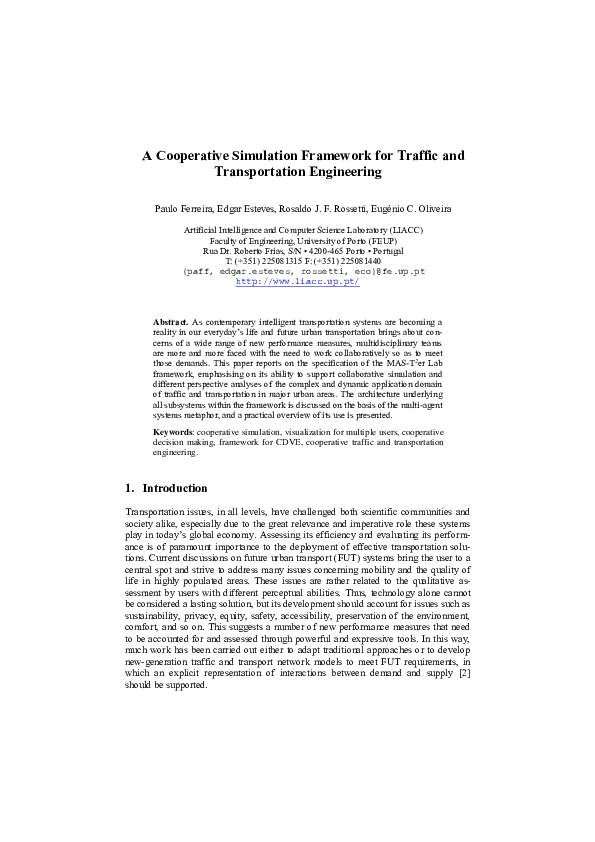 (PDF) A cooperative simulation framework for traffic and transportation ...
