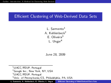 (PDF) Efficient clustering of web-derived data sets