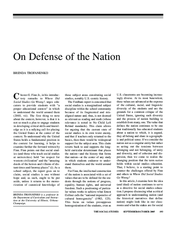 (PDF) On Defence of the Nation