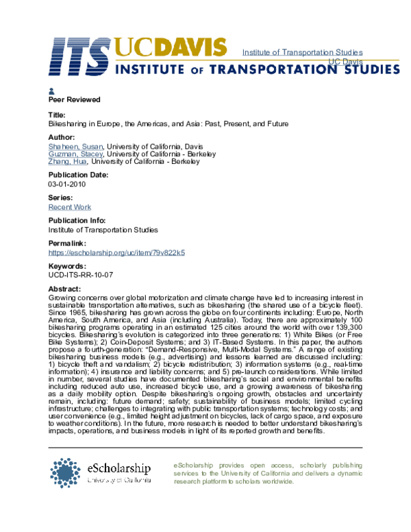 (PDF) Institute of Transportation Studies UC Davis
