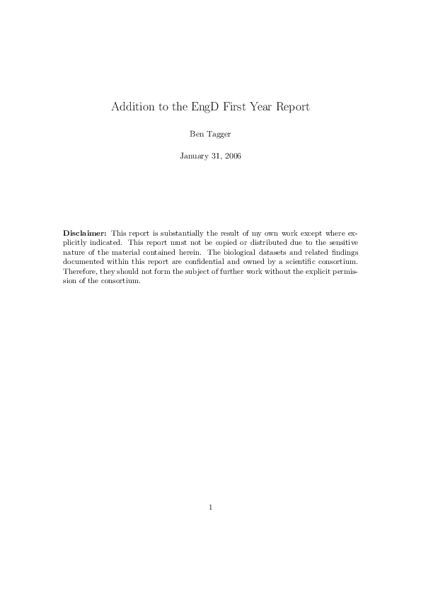 (PDF) Addition to the EngD First Year Report