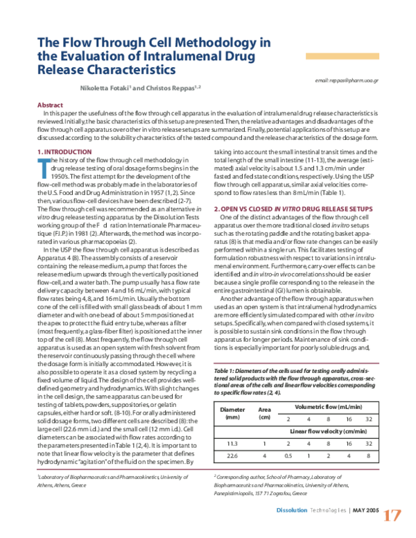 (PDF) The flow through cell methodology in the evaluation of ...