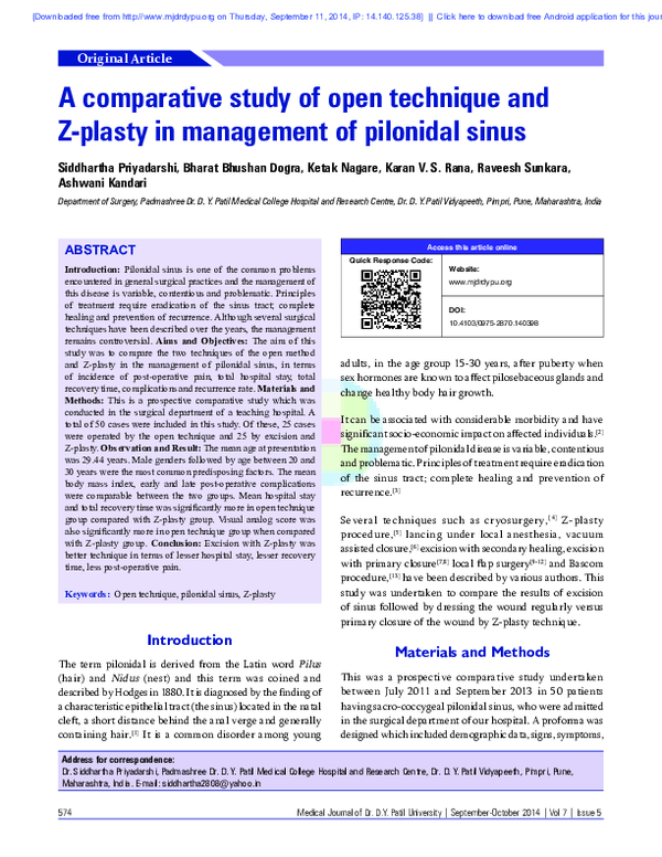 (PDF) Comparative study of management of Pilonidal sinus by open ...