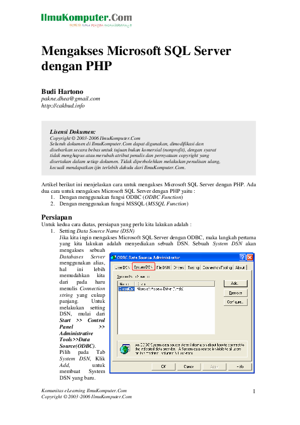 Budi-MSSQLServer dengan PHP