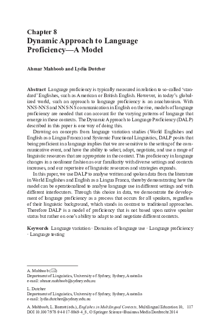 (PDF) Dynamic Approach to Language Proficiency—A Model