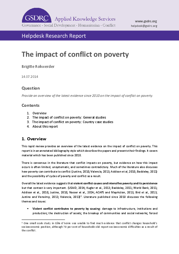 (PDF) The impact of conflict on poverty