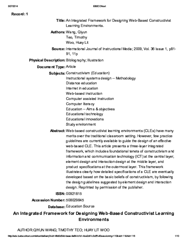 (PDF) An integrated framework for designing Web-based constructivist ...