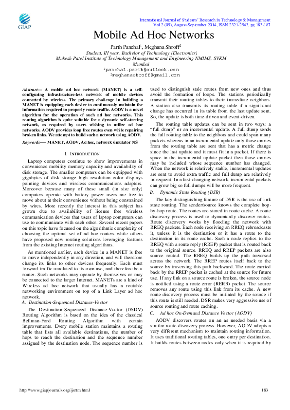Pdf Mobile Ad Hoc Networks
