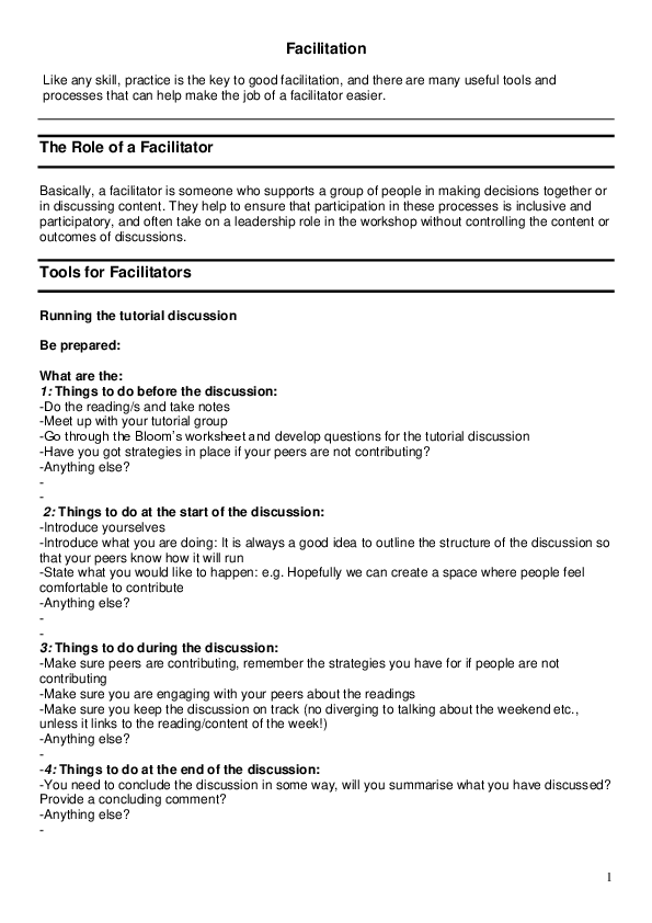 (DOC) Tips for structuring your tutorial discussion